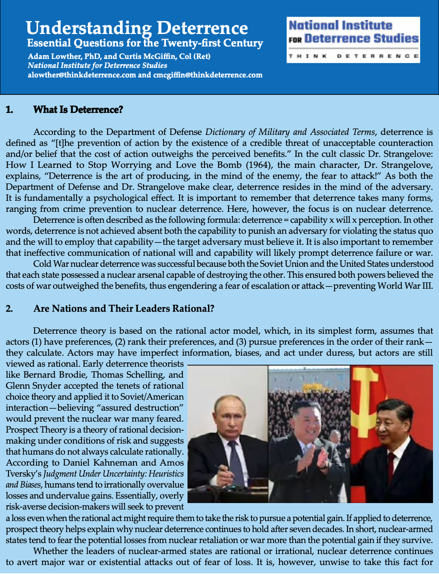 Understanding Deterrence: Essential Questions for the 21st Century ...